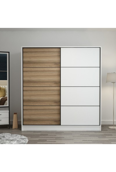 Minar Kale 2 Kapaklı Sürgülü Dolap 180 Cm - Beyaz/Dore Minar Kale 2 Kapaklı Sürgülü Dolap 180 Cm - Beyaz/Dore