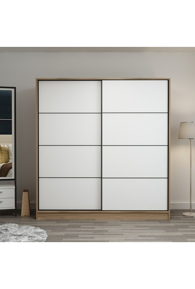 Minar Kale 2 Kapaklı Sürgülü Dolap 180 Cm - Dore/Beyaz Minar Kale 2 Kapaklı Sürgülü Dolap 180 Cm - Dore/Beyaz
