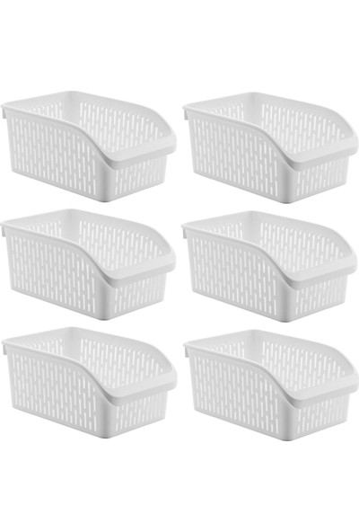 Sas Buzdolabı Sepeti Dolap Içi Düzenleyici Sepet Organizer Beyaz Büyük Boy 30X20X13 cm 6 Adet
