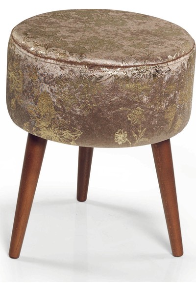 Homedora Ivern Parlak Çiçekli Ahşap Ayaklı Sütlü Kahve Puf Homedora Ivern Parlak Çiçekli Ahşap Ayaklı Sütlü Kahve Puf