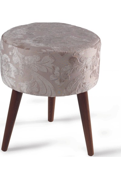 Homedora Phonix Kadife Çiçekli Ahşap Ayaklı Krem Puf Homedora Phonix Kadife Çiçekli Ahşap Ayaklı Krem Puf