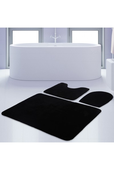 Bonny Home 3'lü Unicolor Siyah Kaymaz Taban Banyo Paspası & Halısı Seti Bonny Home 3'lü Unicolor Siyah Kaymaz Taban Banyo Paspası & Halısı Seti