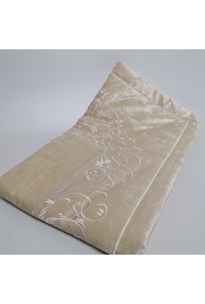 Sevgi Bağı Osmanlı Nakışlı Kadife Seccade Çeyizlik Seccade Vizon Renk