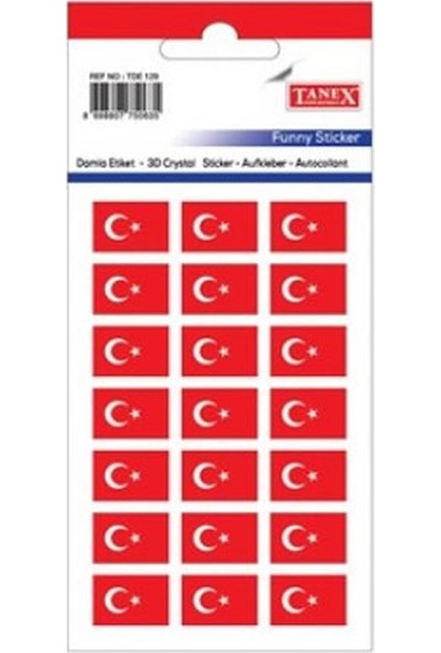 Tanex Tde-129 Türk Bayrağı Damla Etiketi 20 mm Tanex Tde-129 Türk Bayrağı Damla Etiketi 20 mm