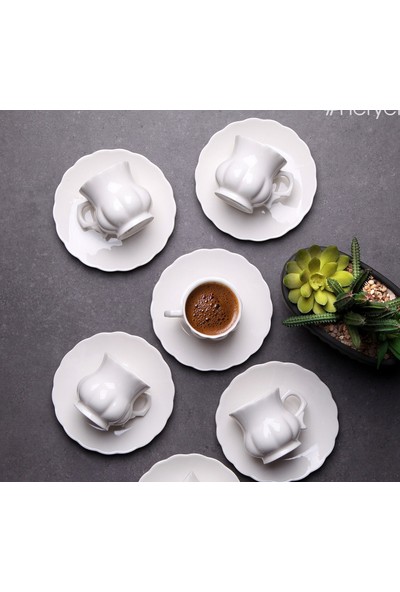 Perotti Emery 6lı Beyaz Kahve Fincan Takımı