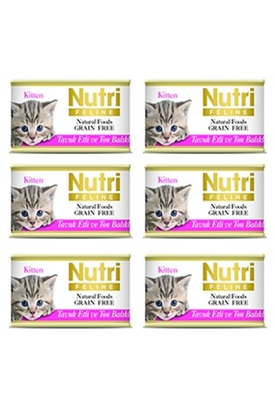 Nutrı Feline Yavru Kedi Konservesi Tavuk Etli ve Ton Balıklı 85GR 5+1 Nutrı Feline Yavru Kedi Konservesi Tavuk Etli ve Ton Balıklı 85GR 5+1