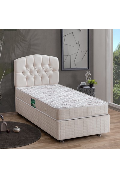 Setay Efes Tek Kişilik Baza Başlık Comfort Yaylı Yatak Seti, Krem Setay Efes Tek Kişilik Baza Başlık Comfort Yaylı Yatak Seti, Krem