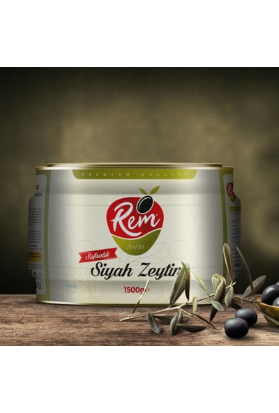 Rem Sofralık Siyah Zeytin 1,5 kg Teneke