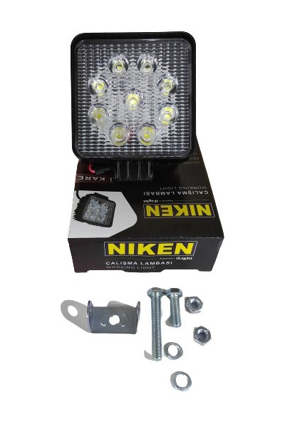 Niken Kare Off Road Çalışma Lambası 9 LED 27 W Oto Tepe Lambası Niken Kare Off Road Çalışma Lambası 9 LED 27 W Oto Tepe Lambası