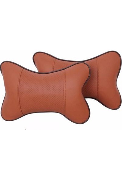 Trend Yaşam Deri Araç Boyun Yastığı 2 Adet Kahverengi