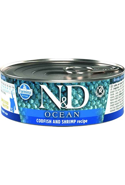 N&D Ocean Morina Balığı Karides Balkabağı Yavru Kedi Konserve 6 x 80 gr