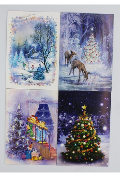 Keskin Color Yaldızlı Simli Yılbaşı Kartpostalı Zarflı Set 4'lü Keskin Color Yaldızlı Simli Yılbaşı Kartpostalı Zarflı Set 4'lü