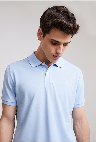 D's Damat Regular Fit Mavi Pike Dokulu T-Shirt D's Damat Regular Fit Mavi Pike Dokulu T-Shirt