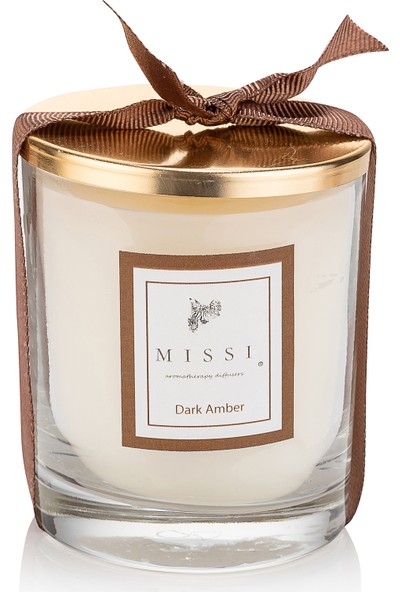 Missi Altın Metal Kapaklı Dark Amber Kokulu Bardak Mum
