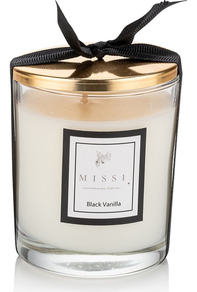 Missi Altın Metal Kapaklı Black Vanilya Kokulu Bardak Mum