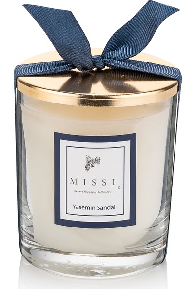 Missi Altın Metal Kapaklı Yasemin Sandal Kokulu Bardak Mum