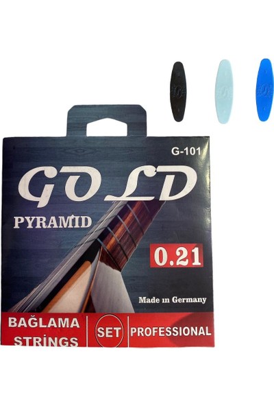 Gold Profesyonel 0.21 Bağlama Teli ve 3 Adet Tezene Gold Profesyonel 0.21 Bağlama Teli ve 3 Adet Tezene