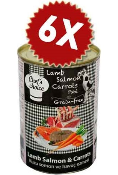 Chefs Choice Köpek Kuzu-Somon Ezme Konserv 400GR 6 Lı Avantaj Paketi Chefs Choice Köpek Kuzu-Somon Ezme Konserv 400GR 6 Lı Avantaj Paketi