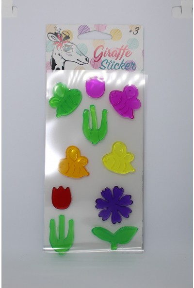 Giraffe Jöle Sticker Renkli Bitkiler