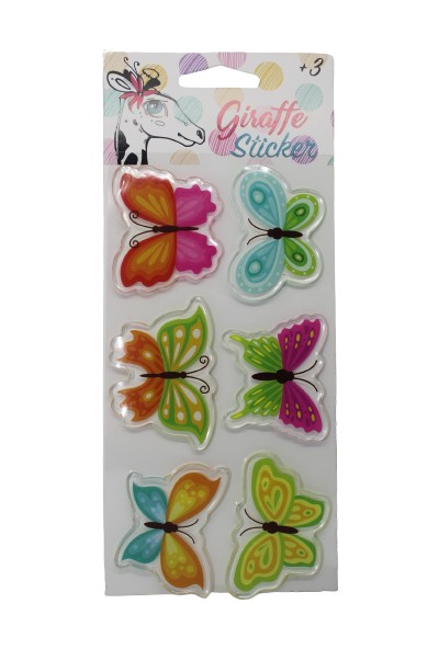 Giraffe Jöle Sticker Renkli Kelebek