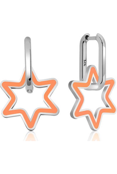 Gumush Gümüş Fosforlu Turuncu Yıldız Küpe Gumush Gümüş Fosforlu Turuncu Yıldız Küpe