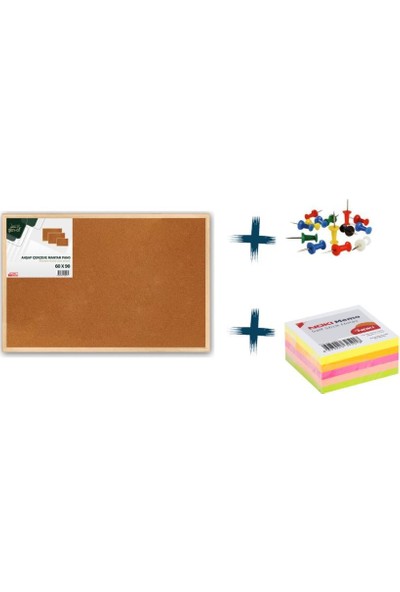 Gen-Of 60X90 Mantar Pano Harita Çivisi ve Noki Yapışkanlı Küp Not