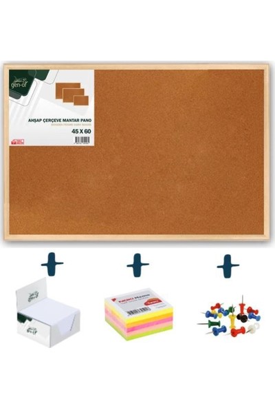 Gen-Of 45X60 Mantar Pano Harita Çivisi ve 2 Adet Küp Not Gen-Of 45X60 Mantar Pano Harita Çivisi ve 2 Adet Küp Not