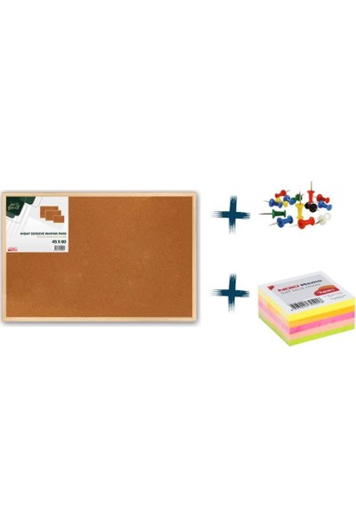Gen-Of 45X60 Mantar Pano Harita Çivisi ve Noki Yapışkanlı Küp Not Gen-Of 45X60 Mantar Pano Harita Çivisi ve Noki Yapışkanlı Küp Not