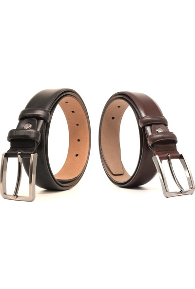 Livize Siyah - Kahverengi 2'li Deri Çift Kat Klasik Erkek Kemeri Livize Siyah - Kahverengi 2'li Deri Çift Kat Klasik Erkek Kemeri