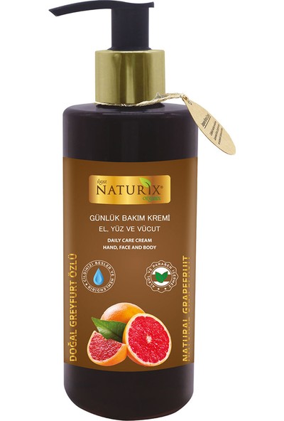 Naturix Greyfurt Meyve Özlü Yaşlanma Karşıtı Organik El Yüz Vücut Bakım Kremi 250 ml