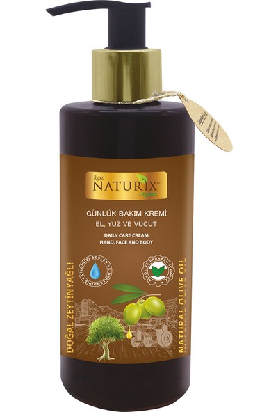 Naturix Zeytin Yağ Özlü Organik Nemlendirici El Yüz Vücut Bakım Kremi 250 ml