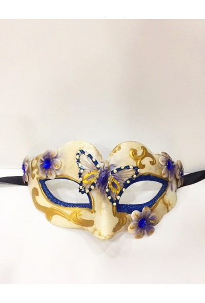 Minerva Kelebek Desenli Masquerade Yılbaşı Maskesi Mavi Renk Minerva Kelebek Desenli Masquerade Yılbaşı Maskesi Mavi Renk