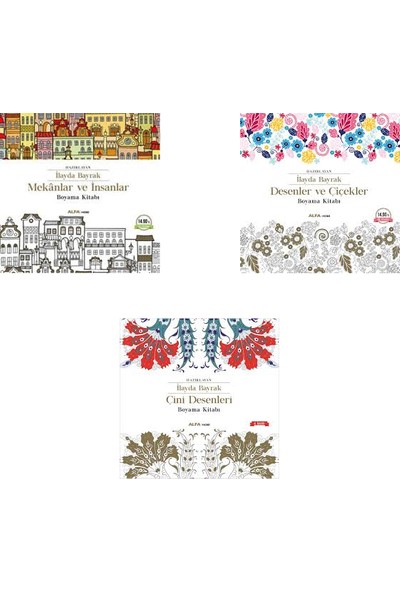 Büyükler İçin Boyama Kitapları Mandala 3 Kitap Set Mekanlar ve İnsanlar- Desenler ve Çiçekler- Çini Desenler Büyükler İçin Boyama Kitapları Mandala 3 Kitap Set Mekanlar ve İnsanlar- Desenler ve Çiçekler- Çini Desenler