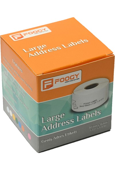 Foogy Dymo LW Muadili Geniş Adres Etiketi Şeffaf- 89 mm X 36 mm Foogy Dymo LW Muadili Geniş Adres Etiketi Şeffaf- 89 mm X 36 mm