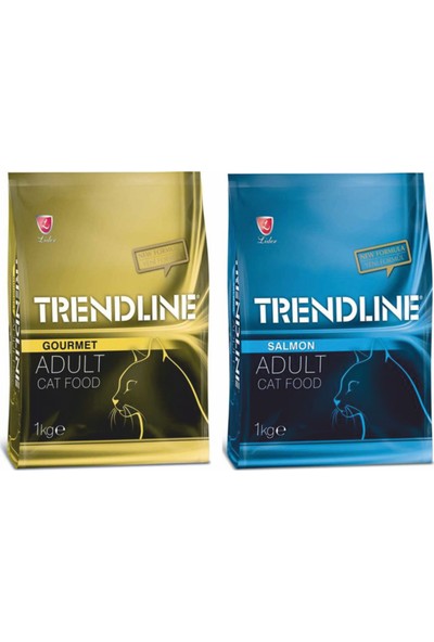 Trendline Gurme Kedi Maması 1 kg + Trendline Somonlu Kedi Maması 1 kg