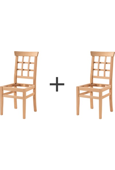 Obuts Home Petek Döşemeli Sandalye 688 2'li Ahşap Ham