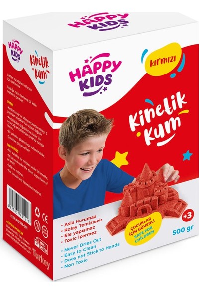 Happy Kids 500GR Kırmızı Kinetik Kum Kutulu Hareketli Oyun Kumu