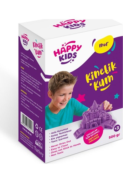 Happy Kids 500GR Mor Kinetik Kum Kutulu Hareketli Oyun Kumu