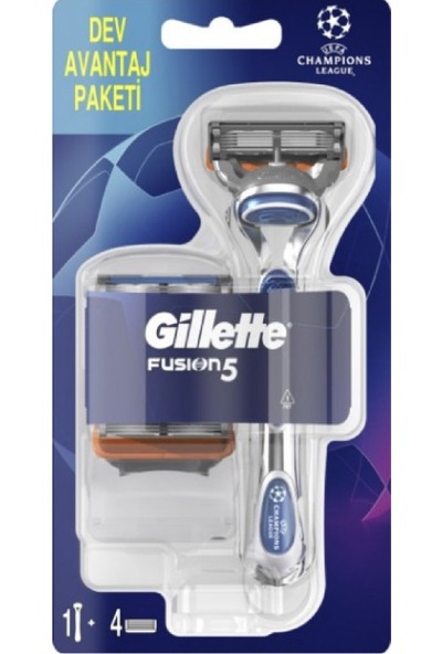 Gillette Fusion5 Tıraş Makinesi + 4 Yedek Bıçak Şampiyonlar Ligi Paketi Gillette Fusion5 Tıraş Makinesi + 4 Yedek Bıçak Şampiyonlar Ligi Paketi