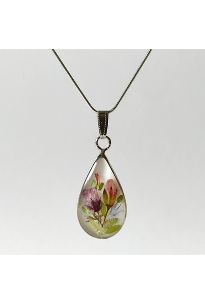 Halley Concept Özel El Yapımı Çiçek Tasarım Reçine Kadın Kolye