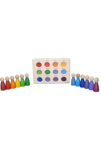 Peg Bebekler için Tabla Aylar ve 12li Pegler Gökkuşağı Tonları Peg Bebekler için Tabla Aylar ve 12li Pegler Gökkuşağı Tonları