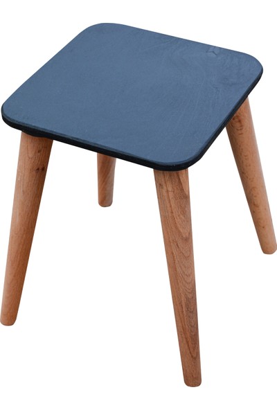 Art Ahşap Ahşap Kare Siyah Tabure