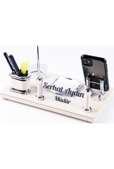 Ofistike Kişiye Özel Masaüstü Organizer İsimlik Seti Barselona Bej