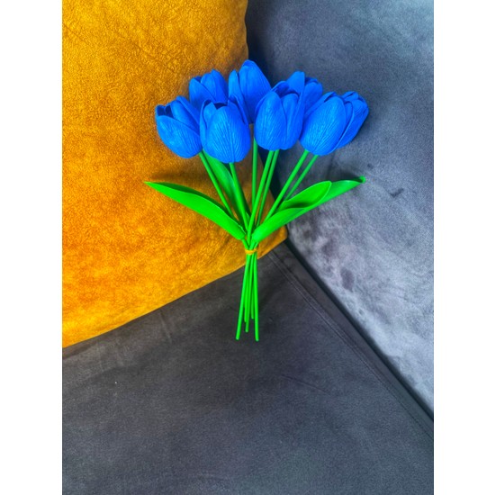 Yapay Çiçek Islak Mavi Lale 8'li Demet Fiyatı - Taksit Seçenekleri
