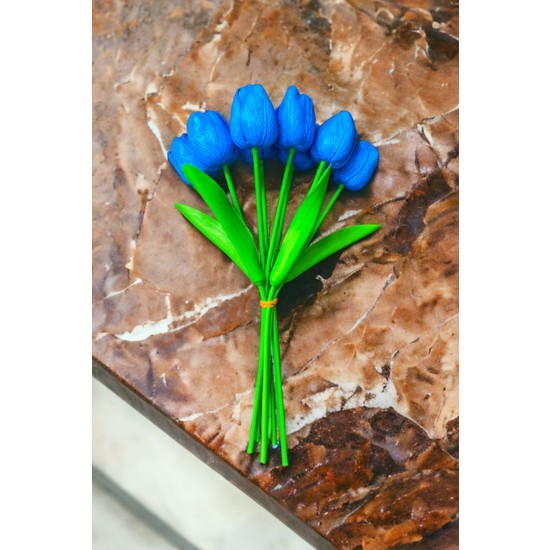 Yapay Çiçek Islak Mavi Lale 8'li Demet Fiyatı - Taksit Seçenekleri