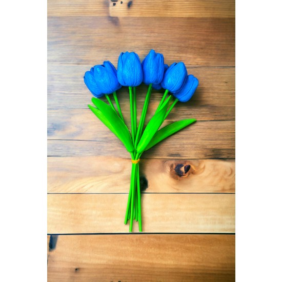 Yapay Çiçek Islak Mavi Lale 8'li Demet Fiyatı - Taksit Seçenekleri