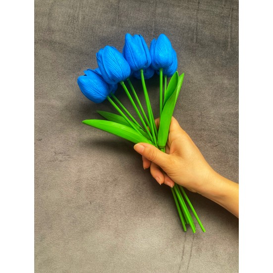Yapay Çiçek Islak Mavi Lale 8'li Demet Fiyatı - Taksit Seçenekleri