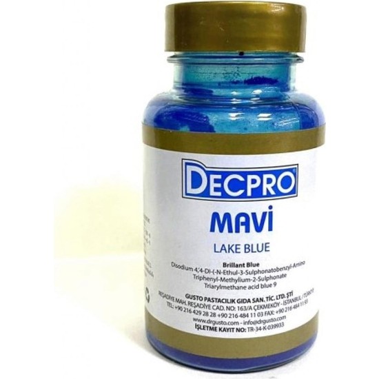 Decpro Yağ Bazlı Toz Çikolata Boyası Mavi 25 gr Fiyatı