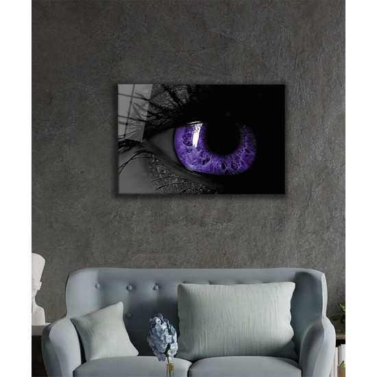 Kadınlar Mor Göz Cam Tablo Women Purple Eye Fiyatı