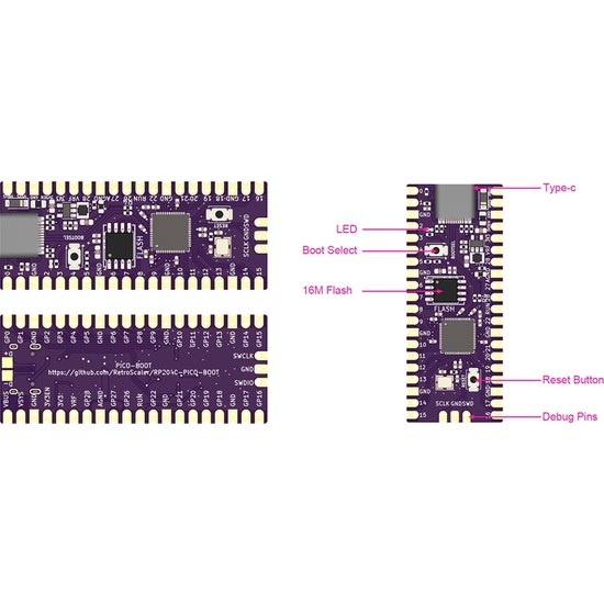 Pico Kurulu Yedek Modchip RP2040 USB Type-C Çift Çekirdekli Fiyatı